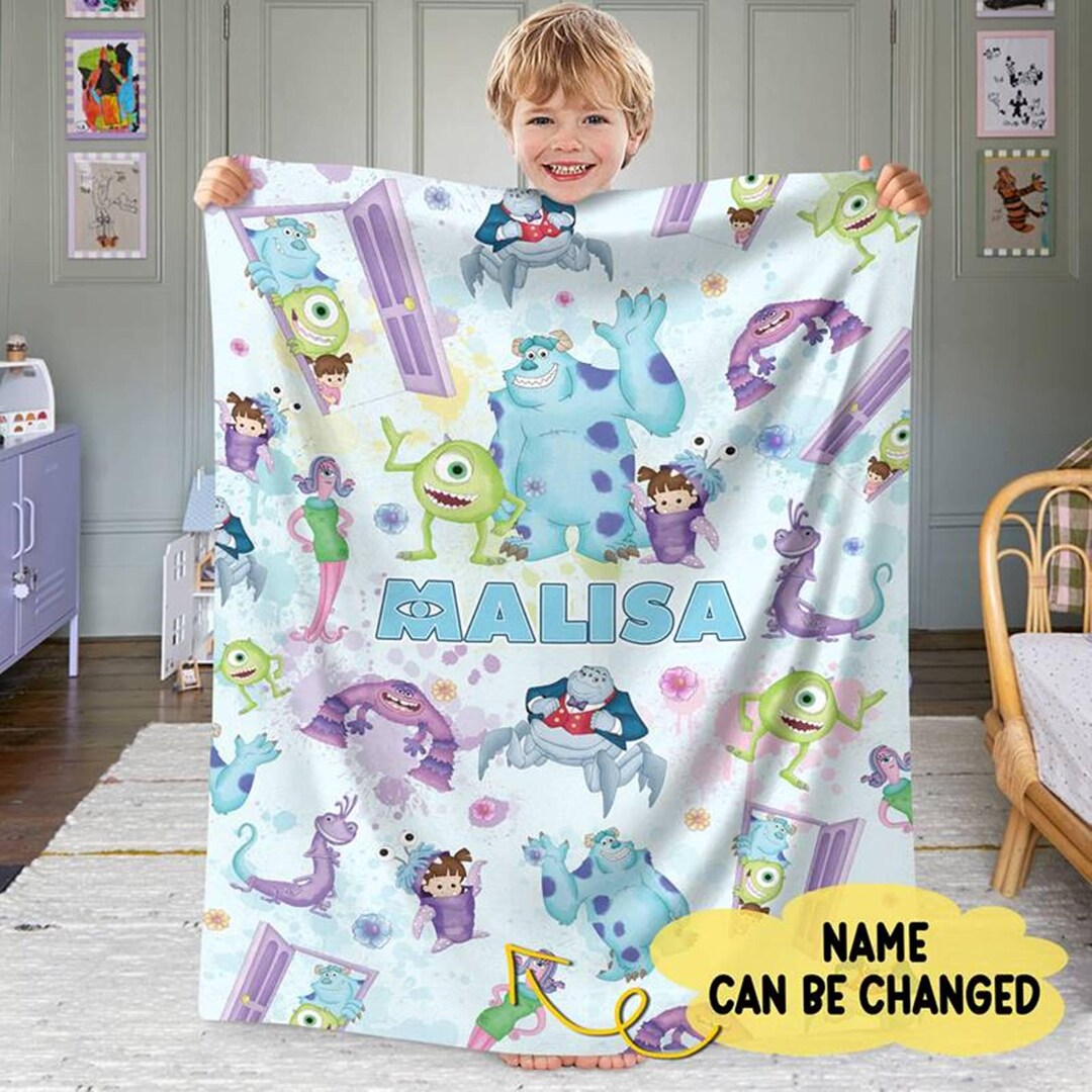 Personalized Watercolor Monsters Inc Blanket, Custom Name Monster Inc ...