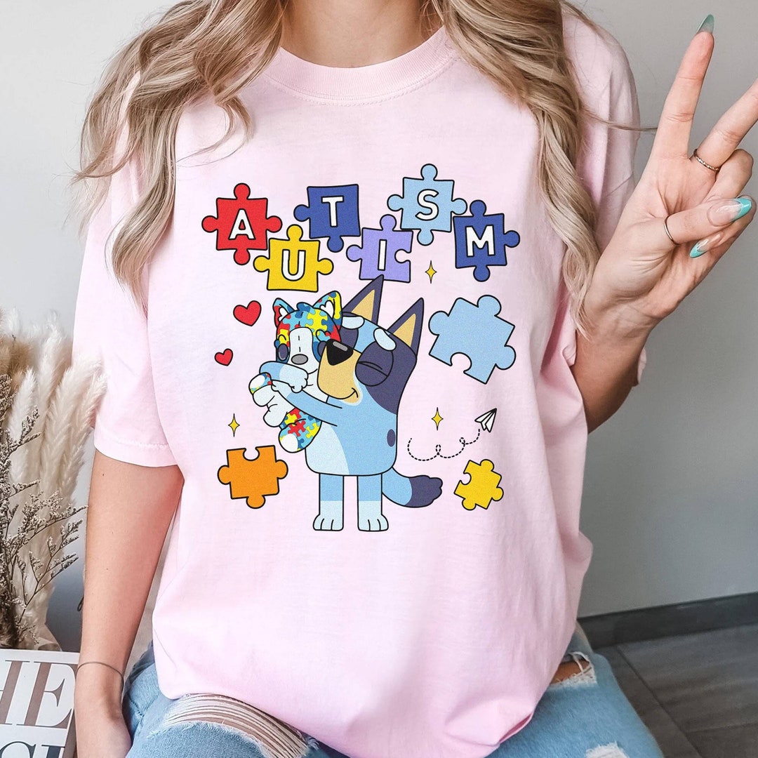 Bluey I Wear Blue For Autism Awareness Accept Understand Love Shirt