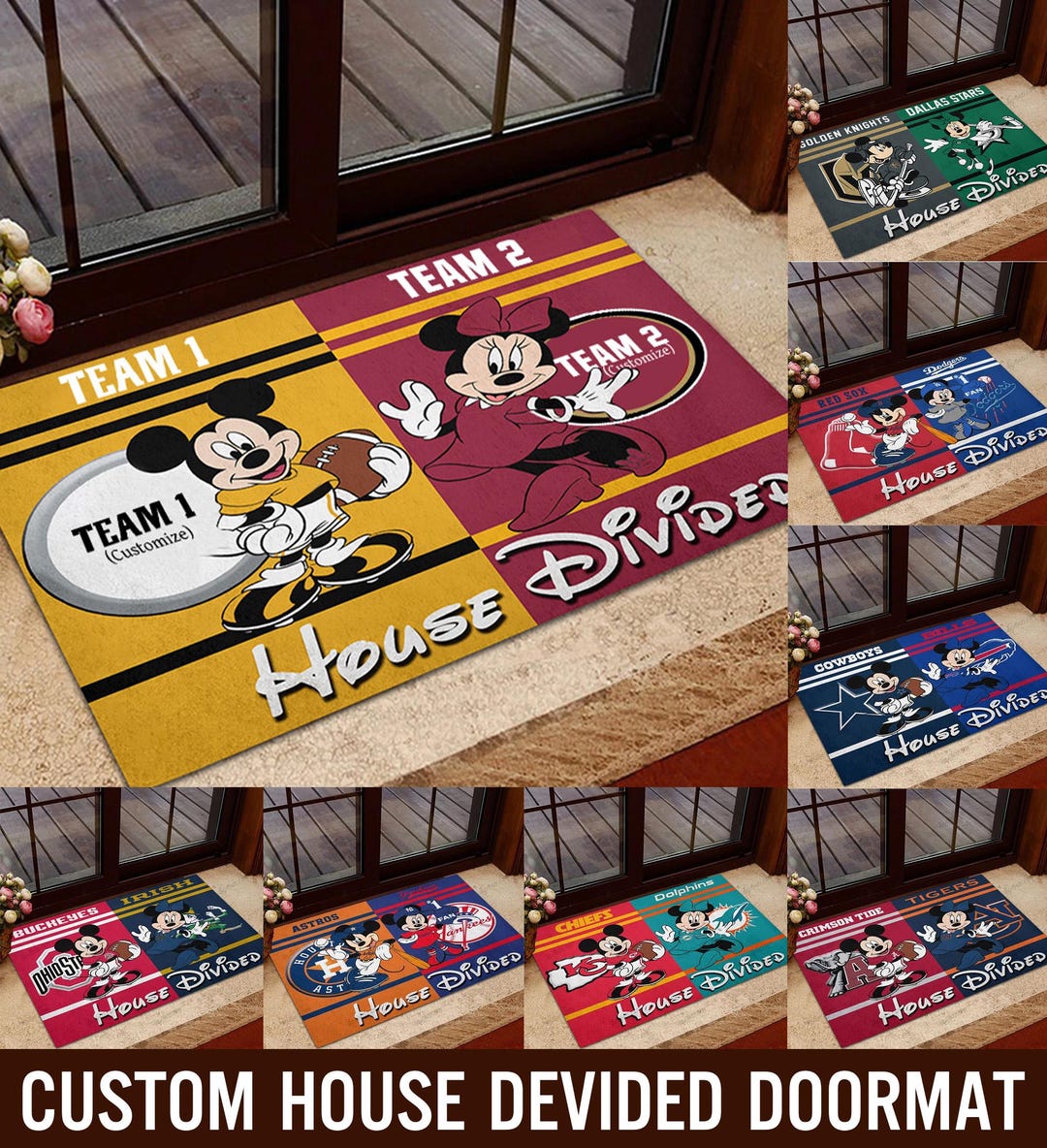 Personalized House Divided Doormats | Football Team Door Mat | Sports ...