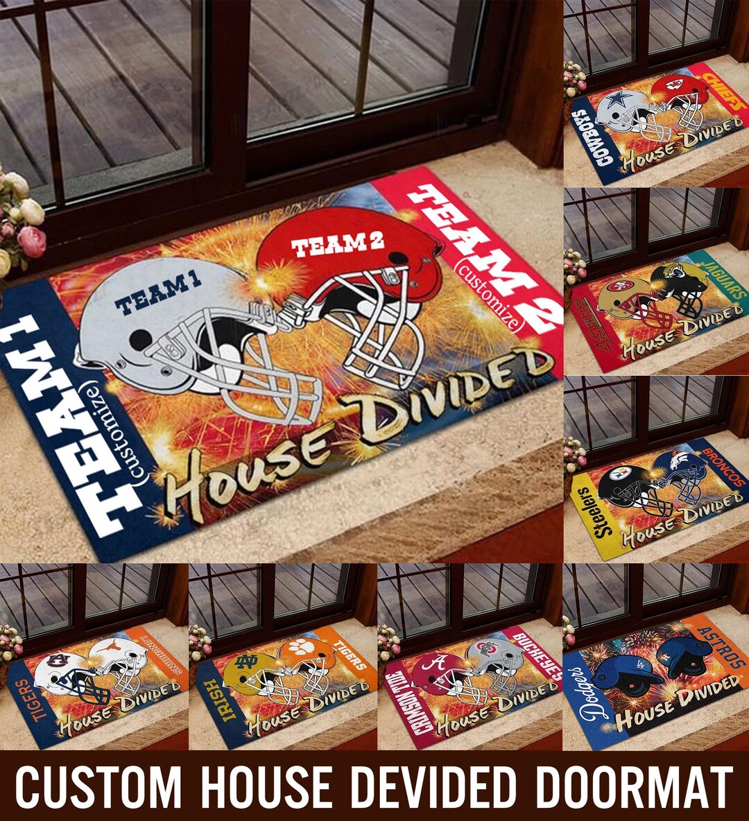 Personalized House Divided Doormats | Football Team Door Mat | Sports ...
