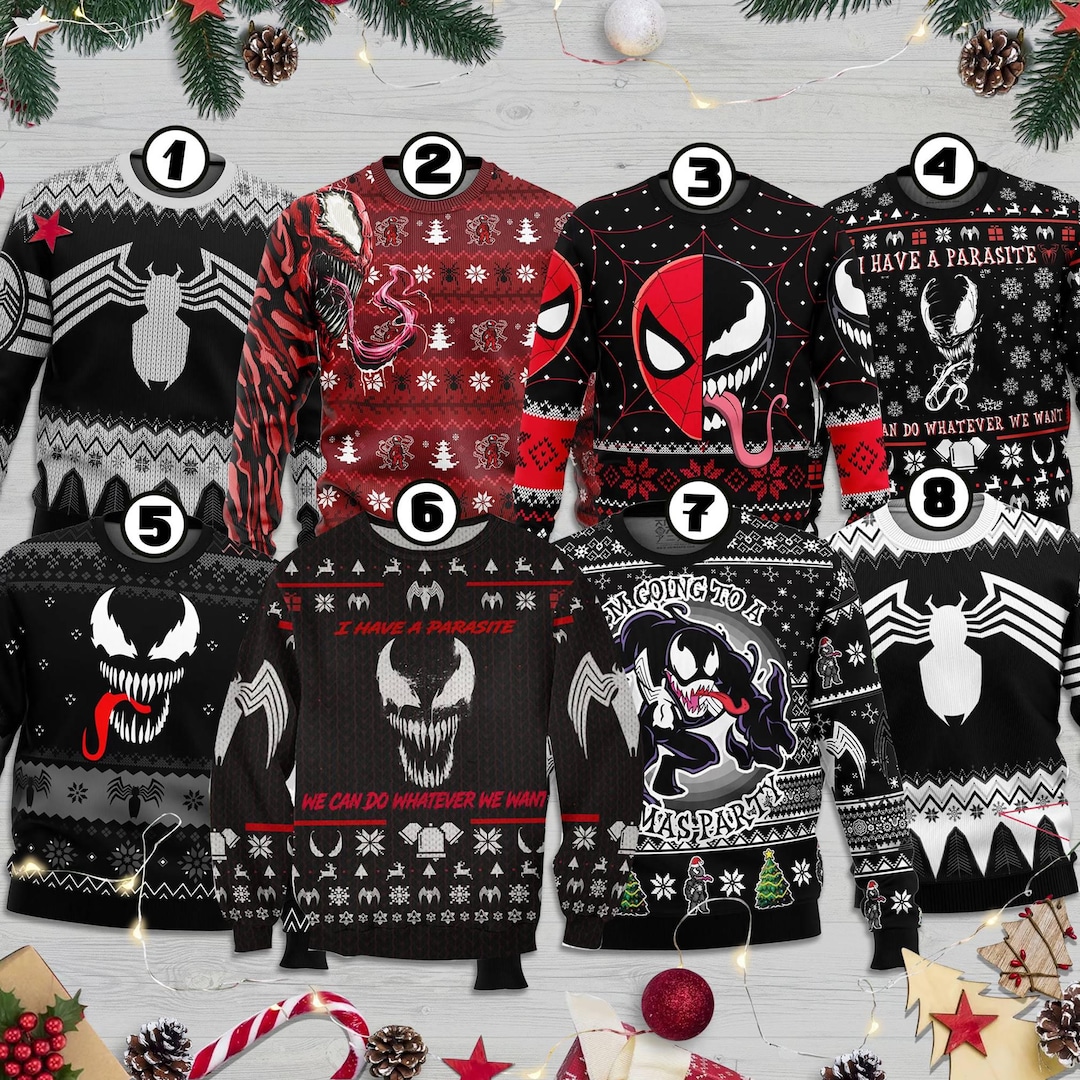 Venom Christmas Ugly Sweater, Halloween Venom Sweatshirt, Marvel ...