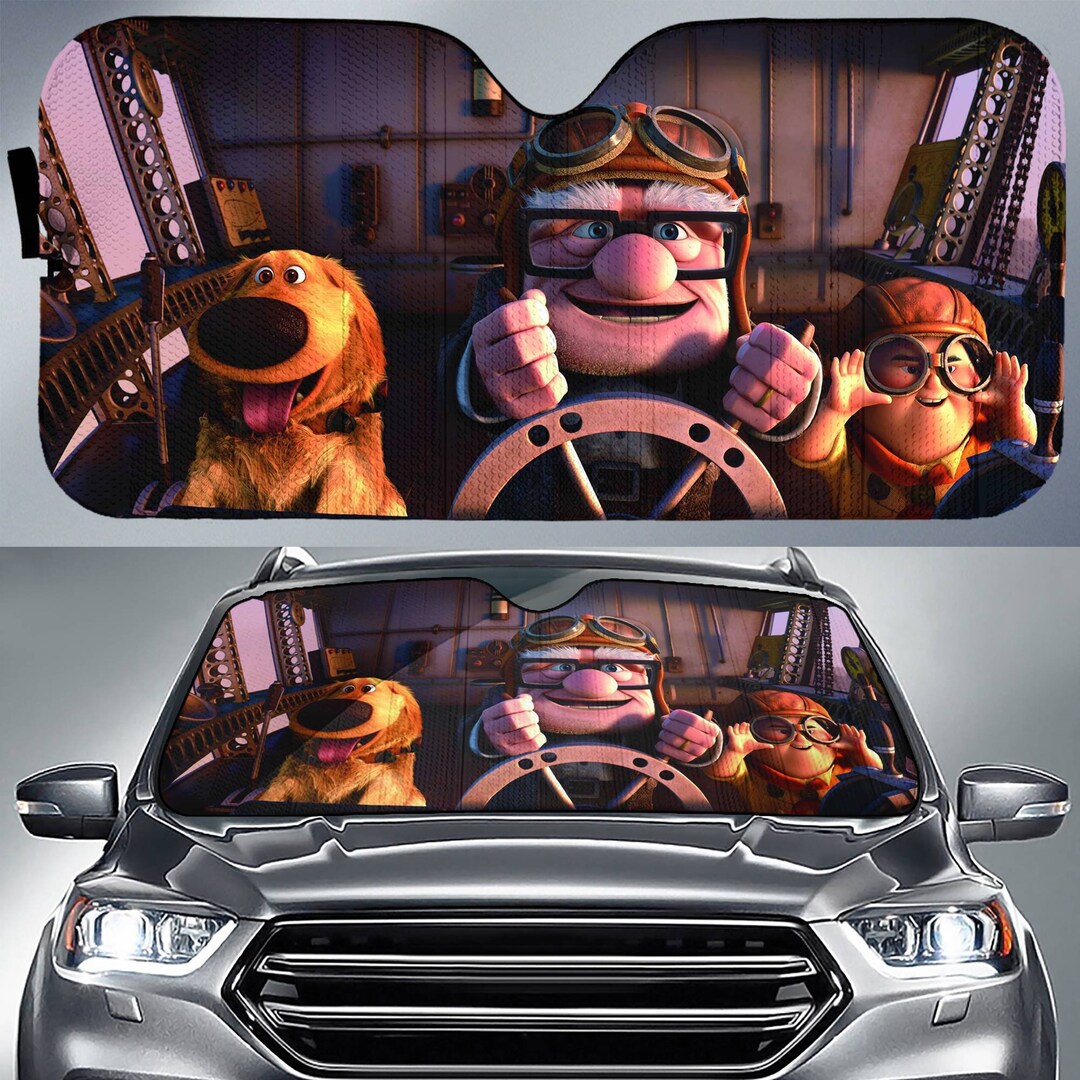 Carl Fredricksen Russell Dug Car Sun Shade up Movies Auto Sun Shade ...