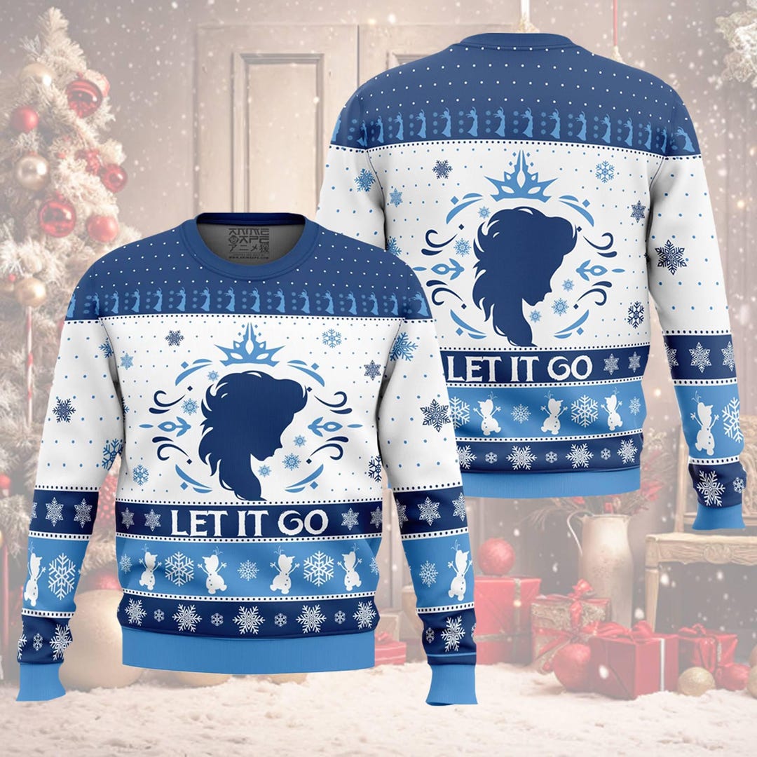 Let It Go Elsa Frozen Disneyland Ugly Christmas Sweater, Frozen Xmas ...