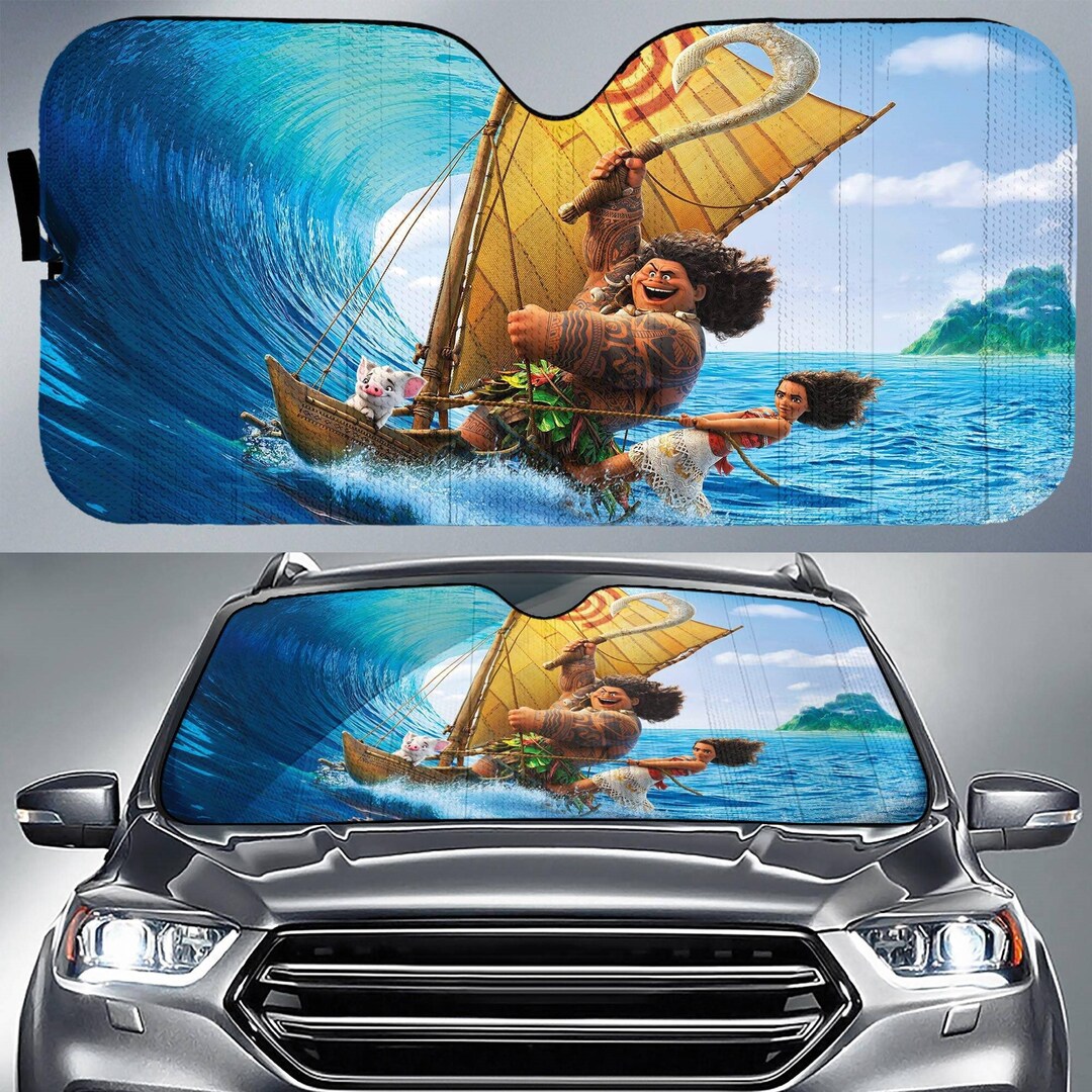 Moana Ride the Wave Princess Moana Car Sun Shade Moana and Maui Moana ...