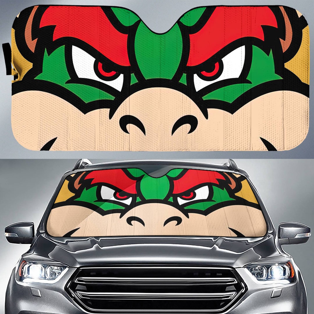 Super Mario Bowser Face Car Sun Shade Super Mario Video Game Car Sun ...