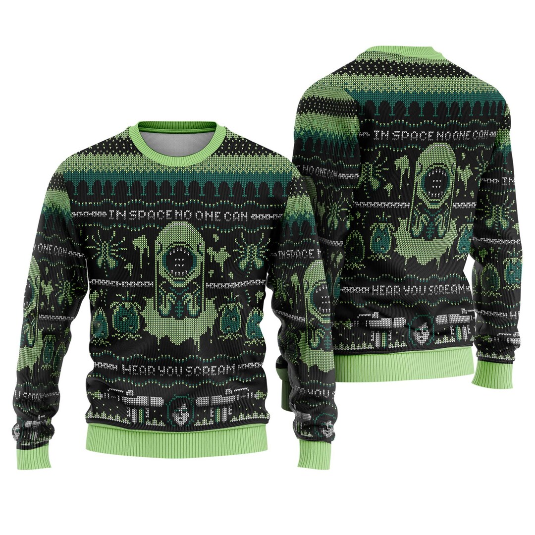 Alien Xenomorph Ugly Christmas Sweater, Scary Horror Movie Alien ...