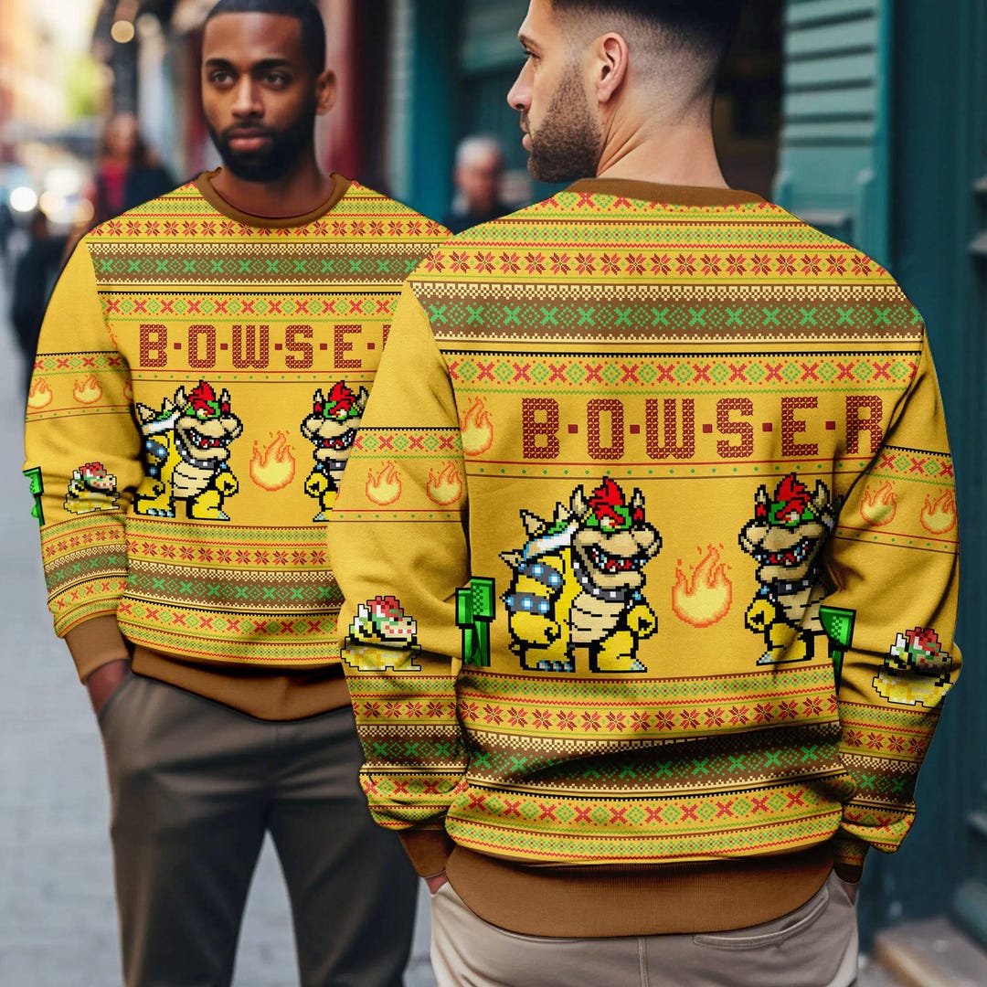 Super Mario Bowser Ugly Christmas Sweatshirt Super Mario Luigi Ugly ...