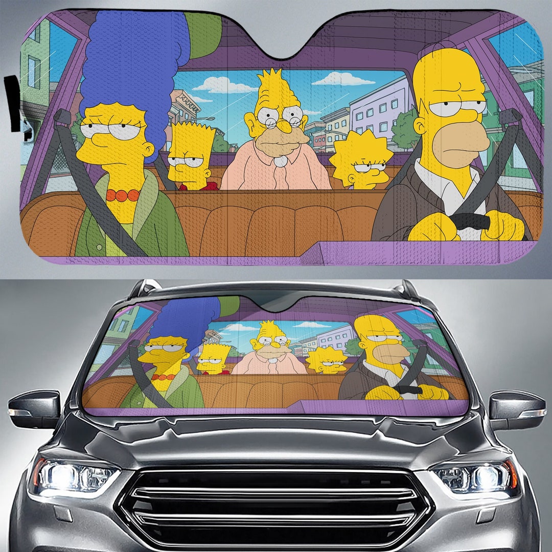 The Simpsons Car Sun Shade the Simpsons Family Car Sunshade Homer ...