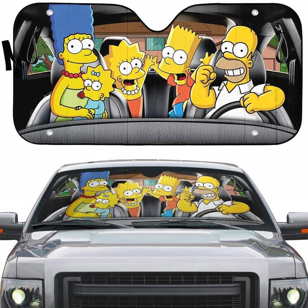 The Simpsons Car Sunshade | Simpsons Family Car Windshield | 80s Sitcom ...