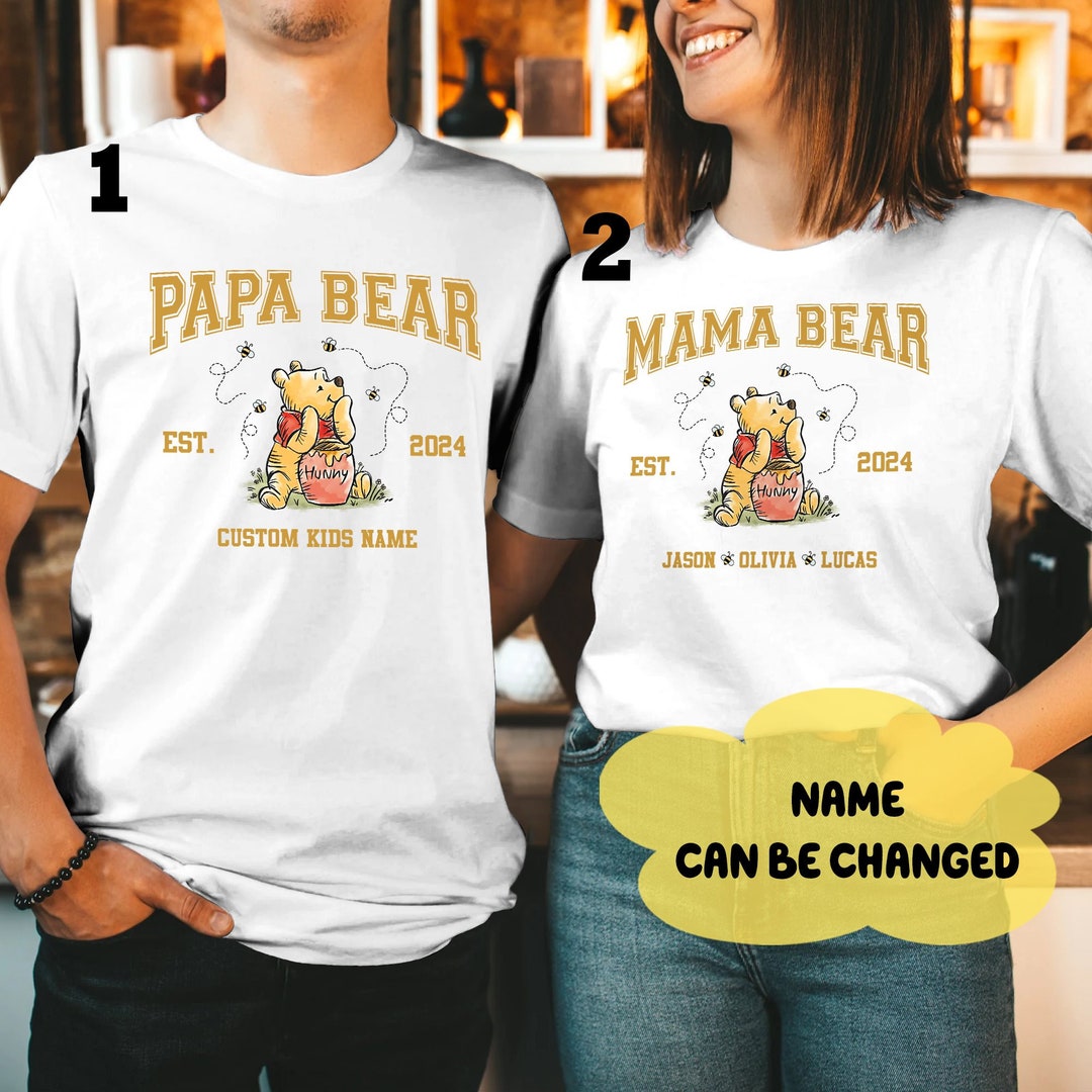Personalized Winnie the Pooh Sketch Papa Mama Bear Shirt, WDW ...