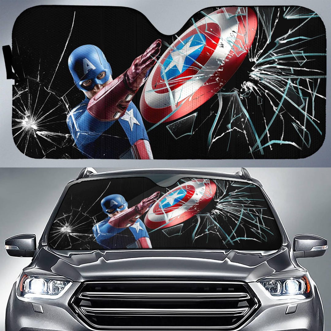 Captain America Car Auto Sun Shade Steve Rogers Car Sun Shade Superhero ...