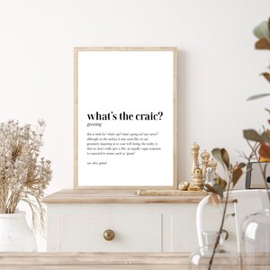 What's the Craic Print, What's the Craic Definition Print, Irish Gift ...