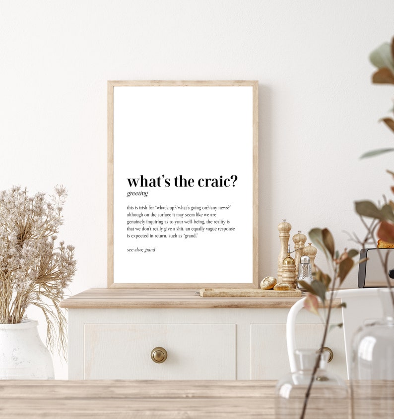 What's the Craic Print, What's the Craic Definition Print, Irish Gift ...