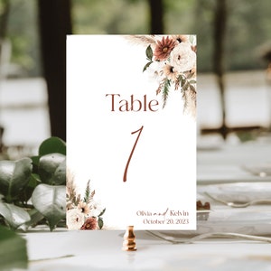 Boho Wedding Table Numbers Printable, Editable Template, Table Numbers ...