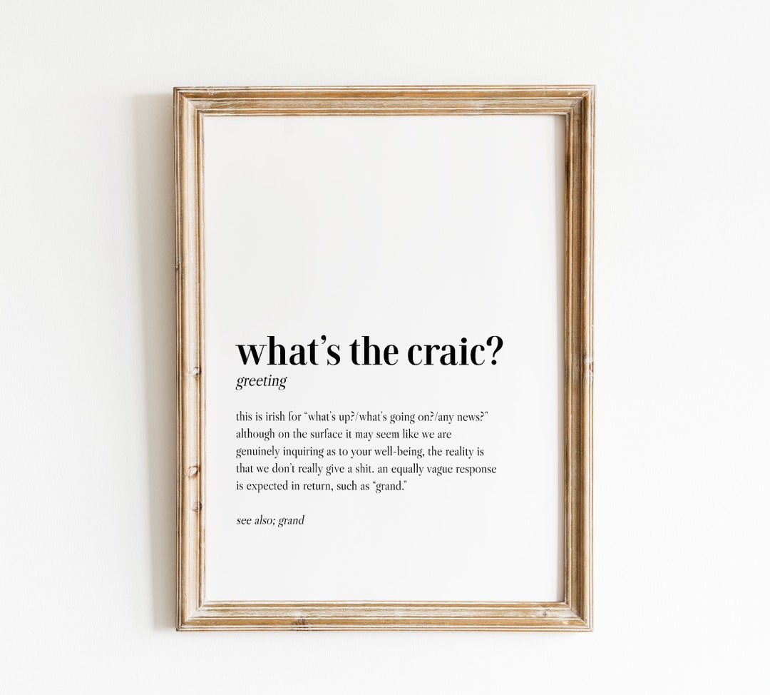 What's the Craic Print, What's the Craic Definition Print, Irish Gift ...