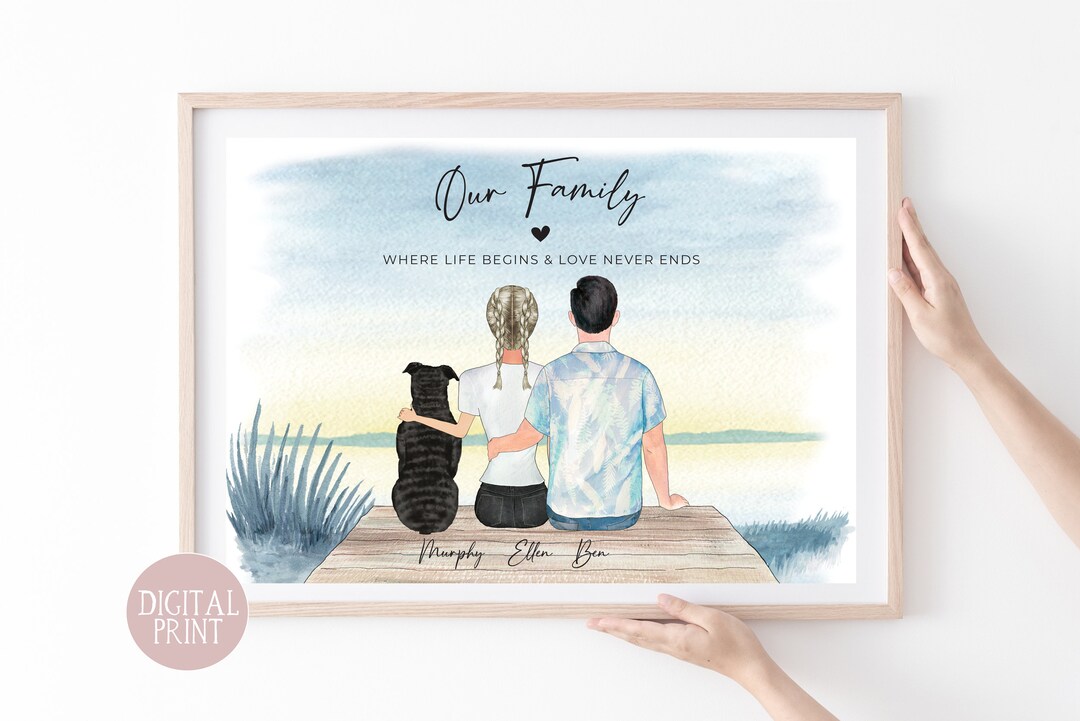 Family Print, PRINT AT HOME, Digital File, Personalised Illustrated ...