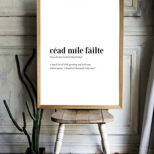 Cead Mile Failte Print, Cead Mile Failte Definition Print, Irish Gift ...