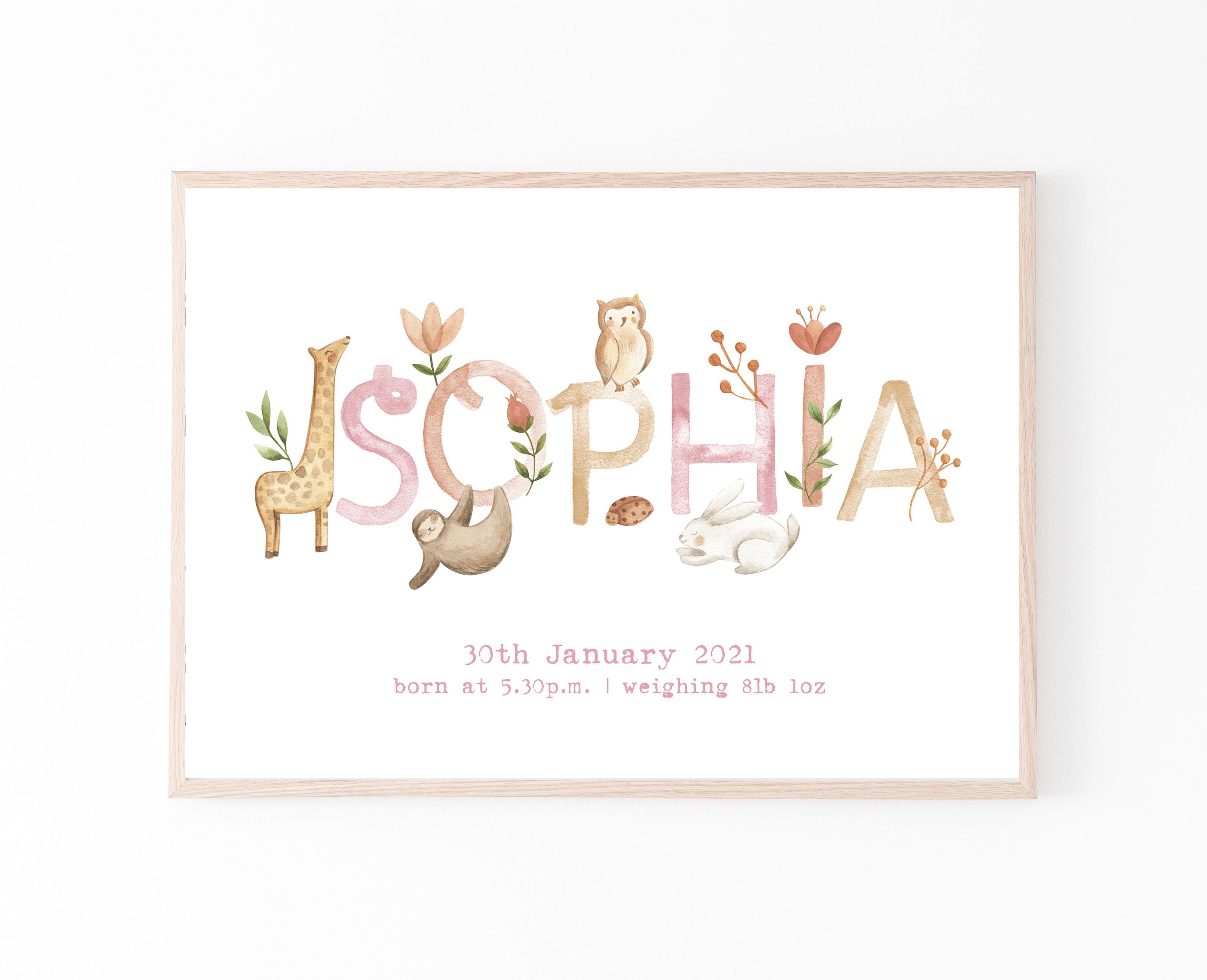 Personalised Baby Name Birth Stat Printable DIGITAL FILE | Etsy