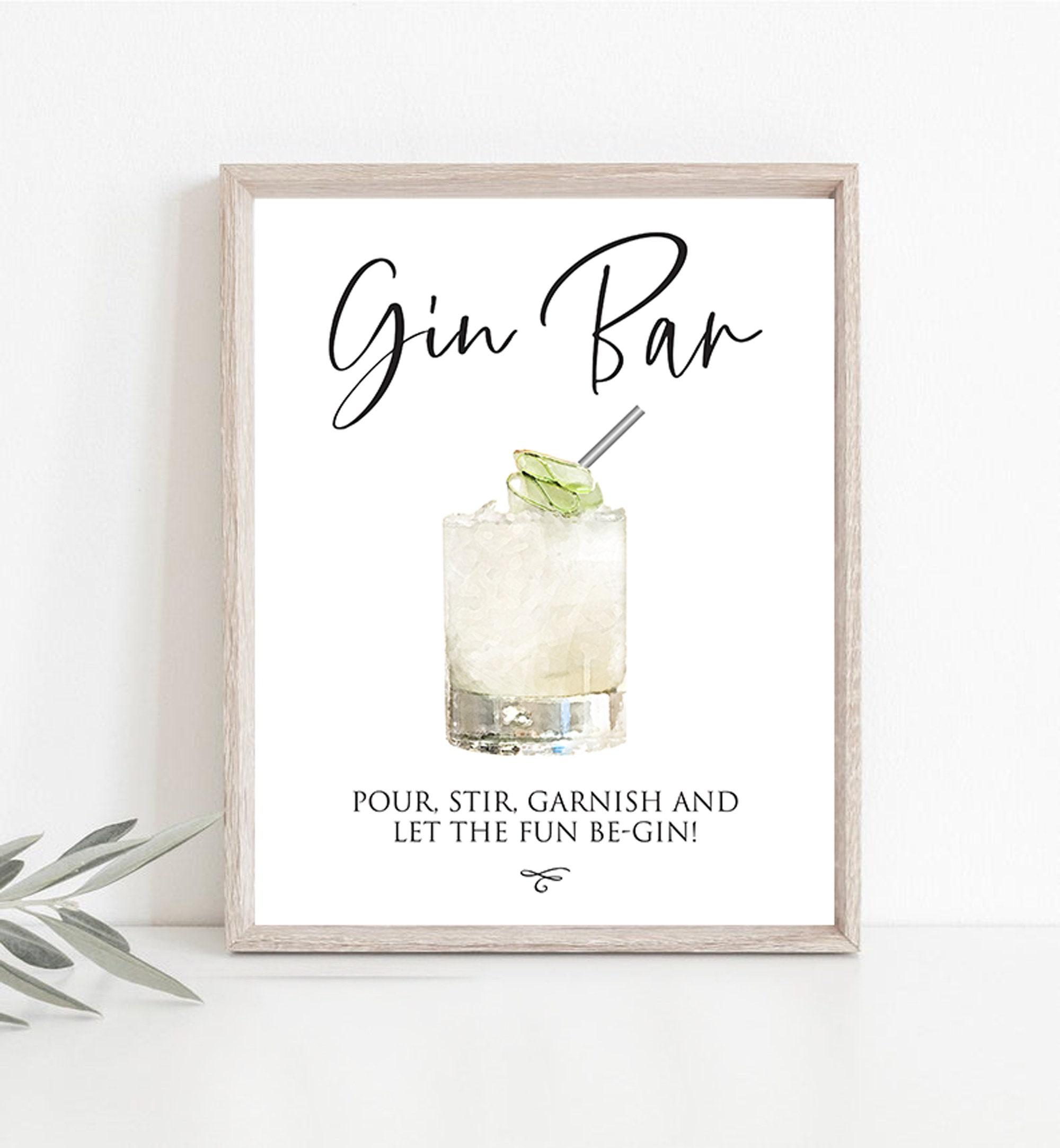 Party Décor Party Supplies Watercolor Cocktail Sign Gin Bar Sign Party ...