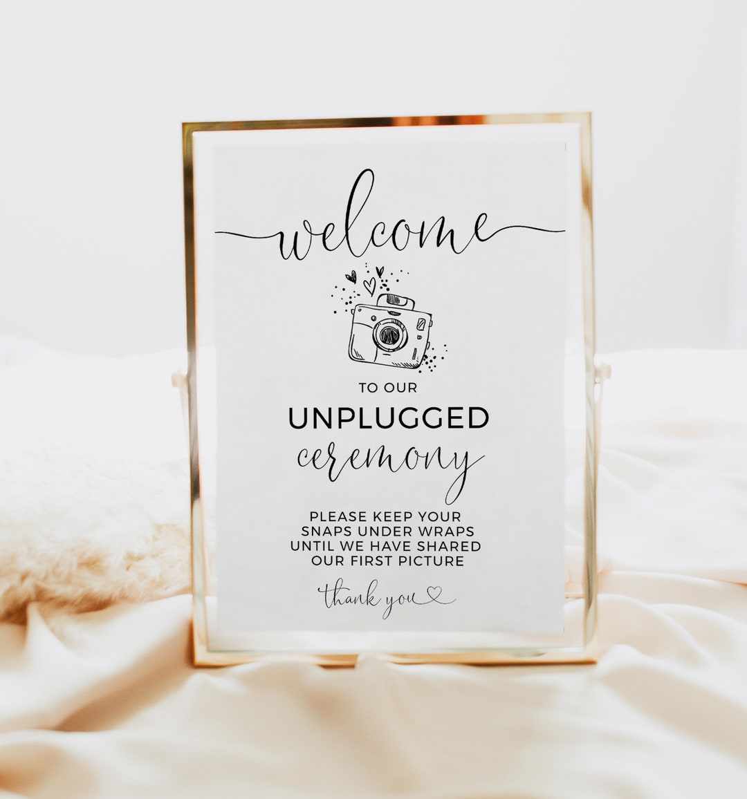 Unplugged Ceremony Sign, Instant Download, No Cameras, Wedding Sign ...