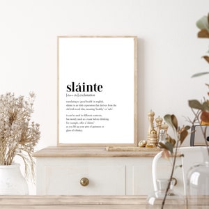 Slainte Print, Slainte Definition Print, Irish Gift, Definition Irish ...