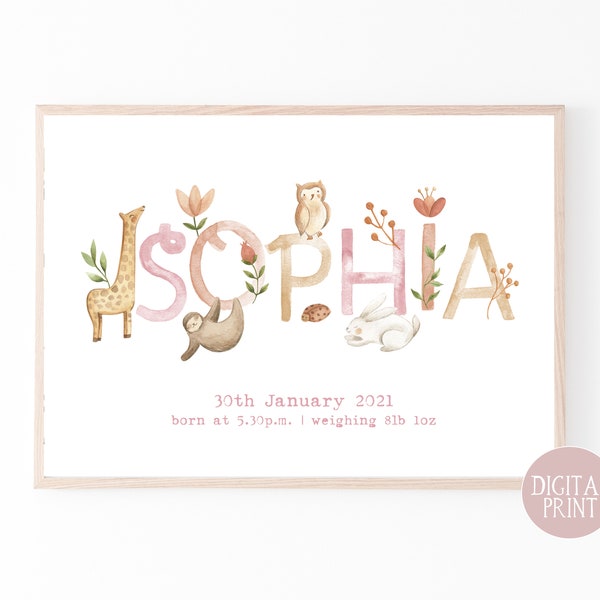 Baby Name Print - Etsy UK