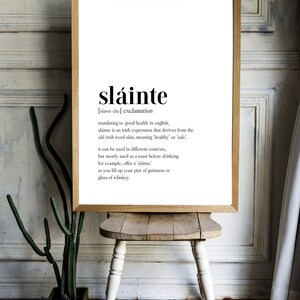 Slainte Print, Slainte Definition Print, Irish Gift, Definition Irish ...