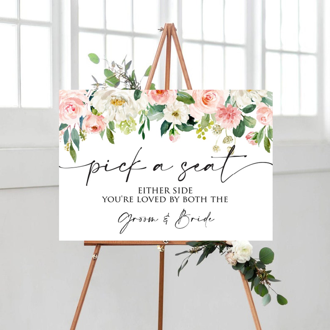 Pick a Seat Either Side Sign Editable Template, Wedding Signage ...