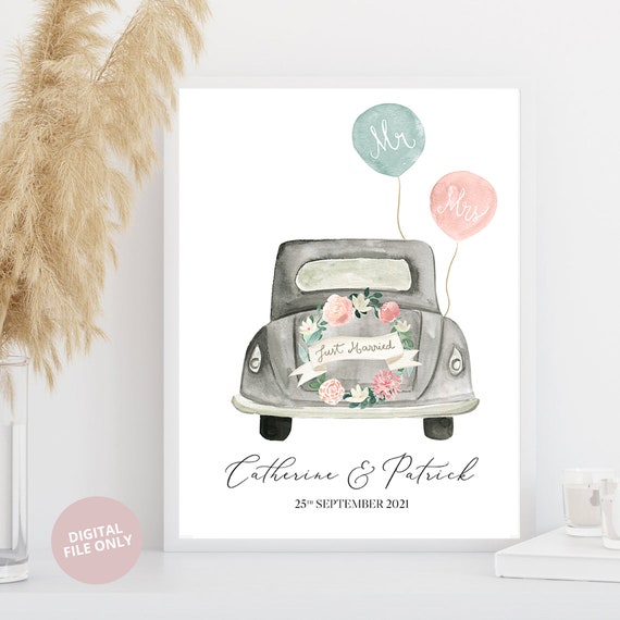 Wedding Car Personalised Printable DIGITAL FILE Wedding | Etsy