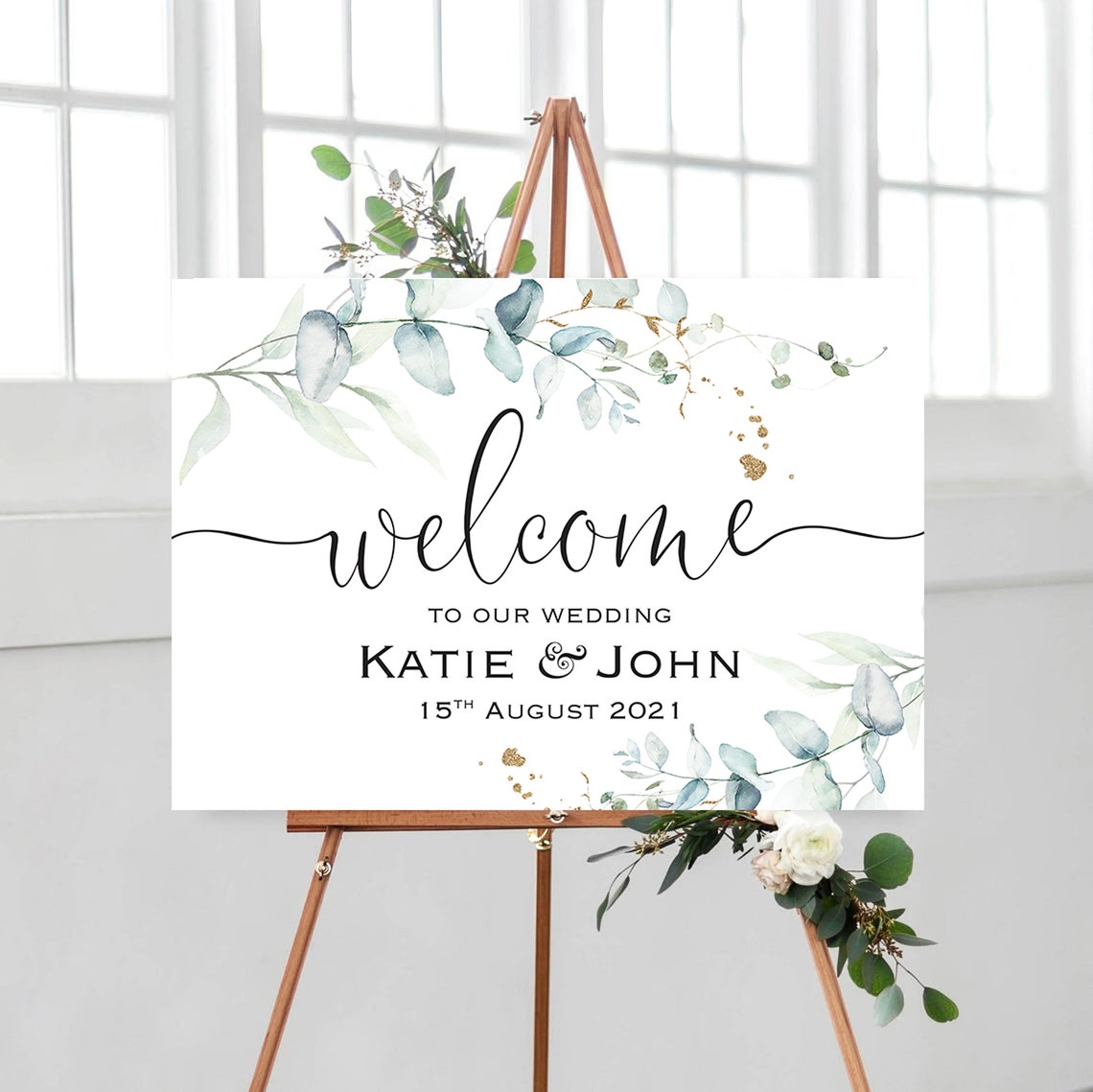 Wedding Welcome Sign Template Eucalyptus Wedding Sign - Etsy