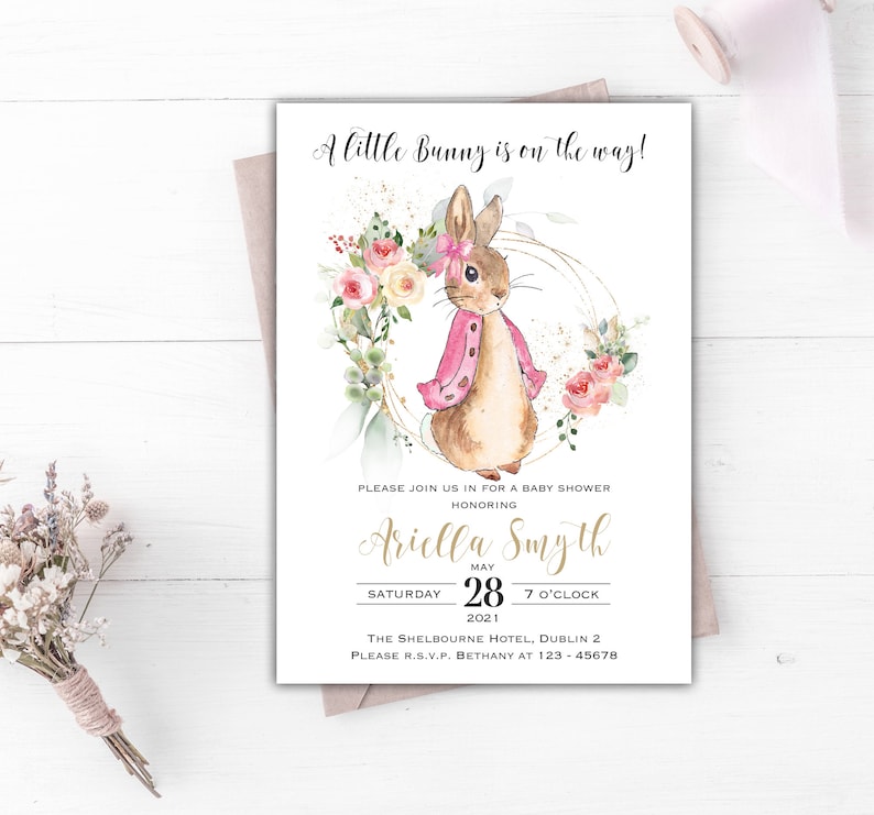Flopsy Baby Shower Invitation, Editable Template, Peter Rabbit ...