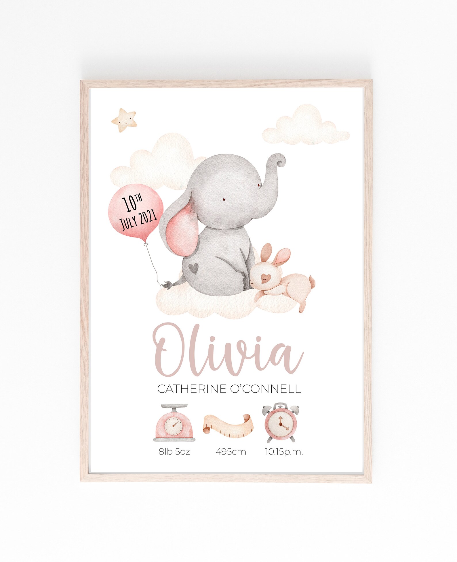 Personalised Baby Name Birth Stat Printable DIGITAL FILE | Etsy