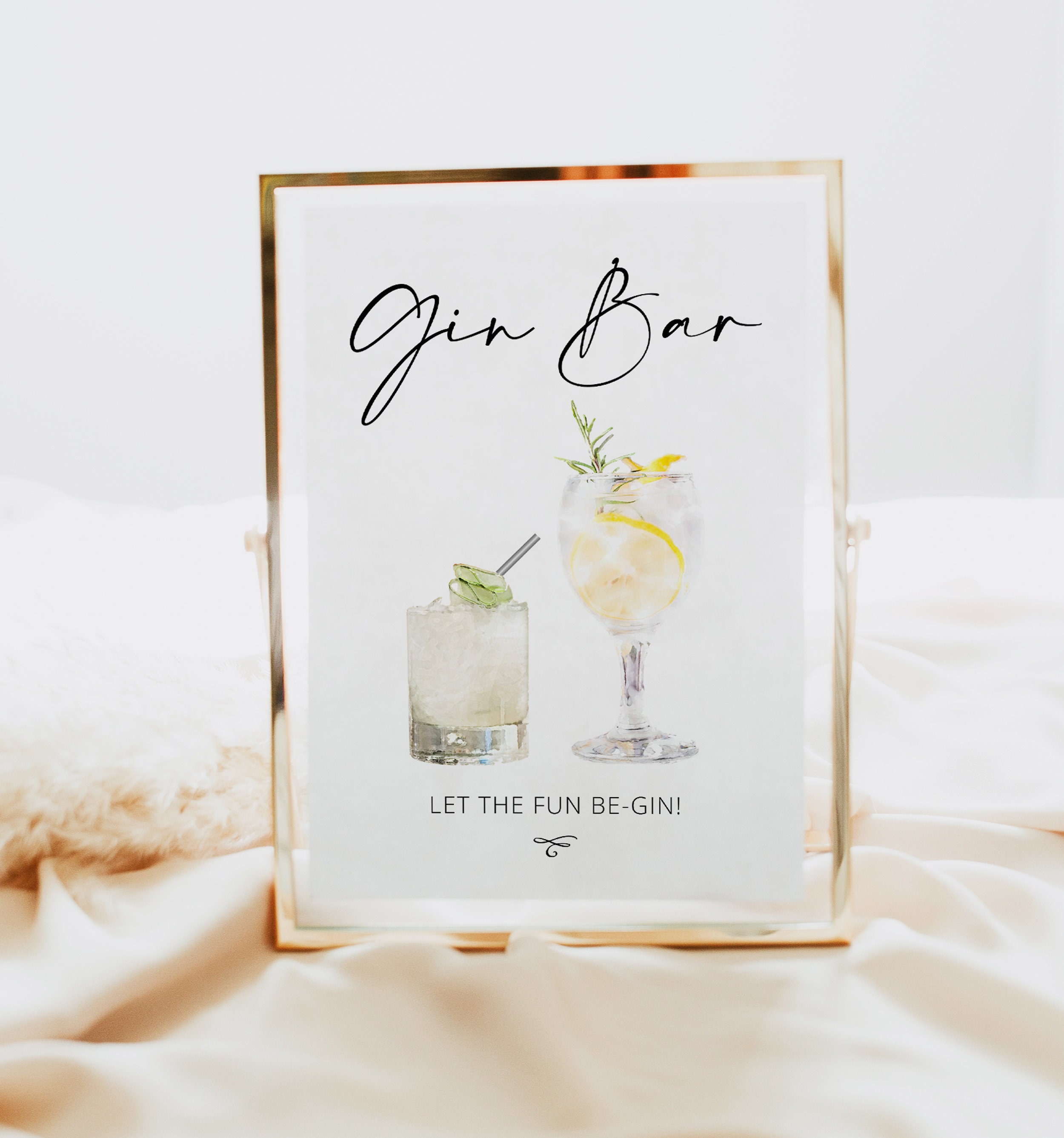 Watercolor Gin Bar Sign, Cocktail Party Printable (instant Download ...