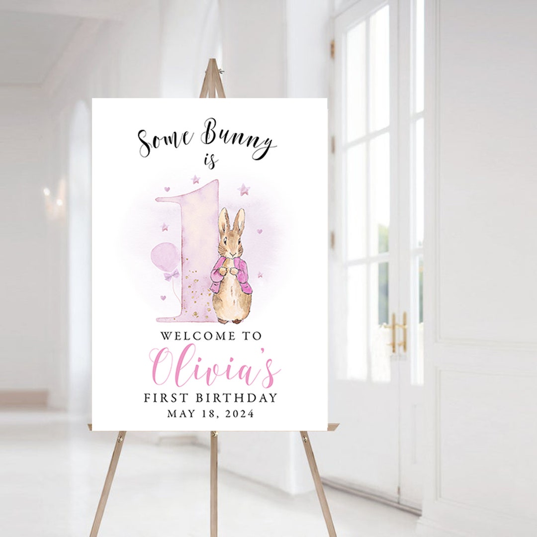 Flopsy Rabbit 1st Birthday Welcome Sign, DIGITAL FILE, Personalised 1st ...
