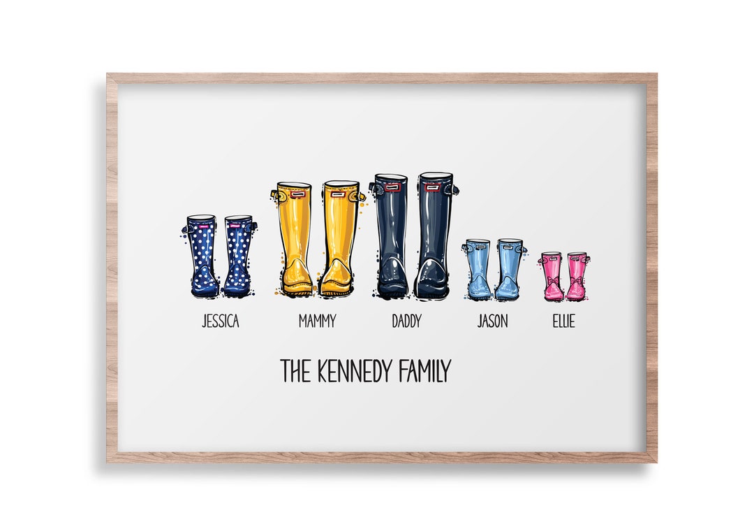 Family Welly Boot Print, PRINT AT HOME, Digital File, Personalised ...