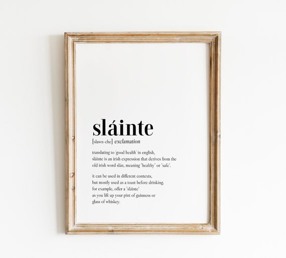 Slainte Print Slainte Definition Print Irish Gift | Etsy