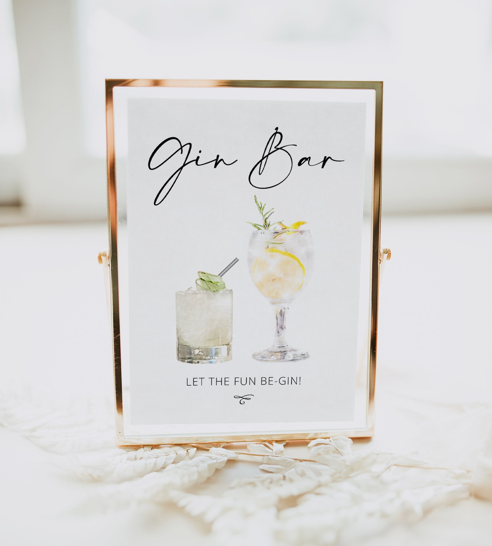 Watercolor Gin Bar Sign, Cocktail Party Printable (instant Download ...