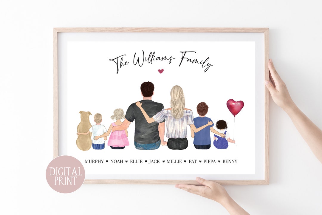 Family Print, PRINT AT HOME, Digital File, Personalised Family Portrait ...