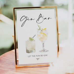 Gin Bar Sign, Party Bar Sign, Watercolor Cocktail Sign, Gin and Tonic ...