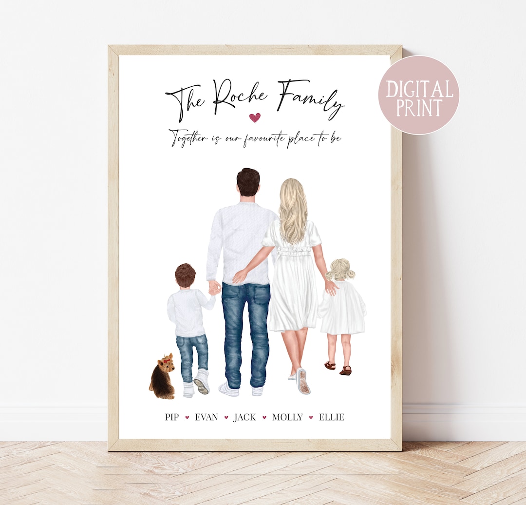Family Print, PRINT AT HOME, Digital File, Personalised Family Portrait ...