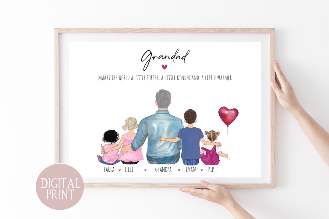 Grandad Portrait Print, PRINT AT HOME, Digital File, Grandpa Gift ...