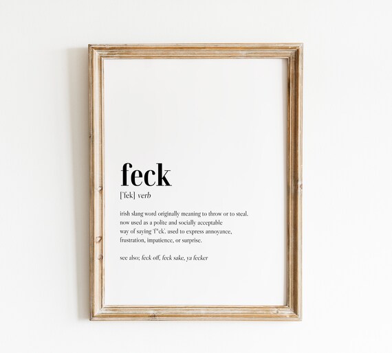Feck Definition Irish Art Poster Irish Decor Irish Phrases - Etsy
