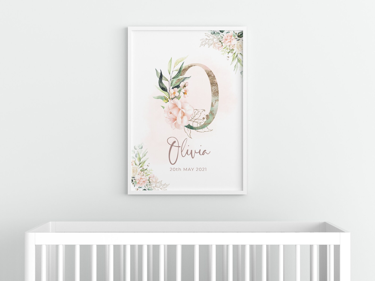 Floral Initial Print I DIGITAL FILE I Custom Kids Name Poster I Nursery ...