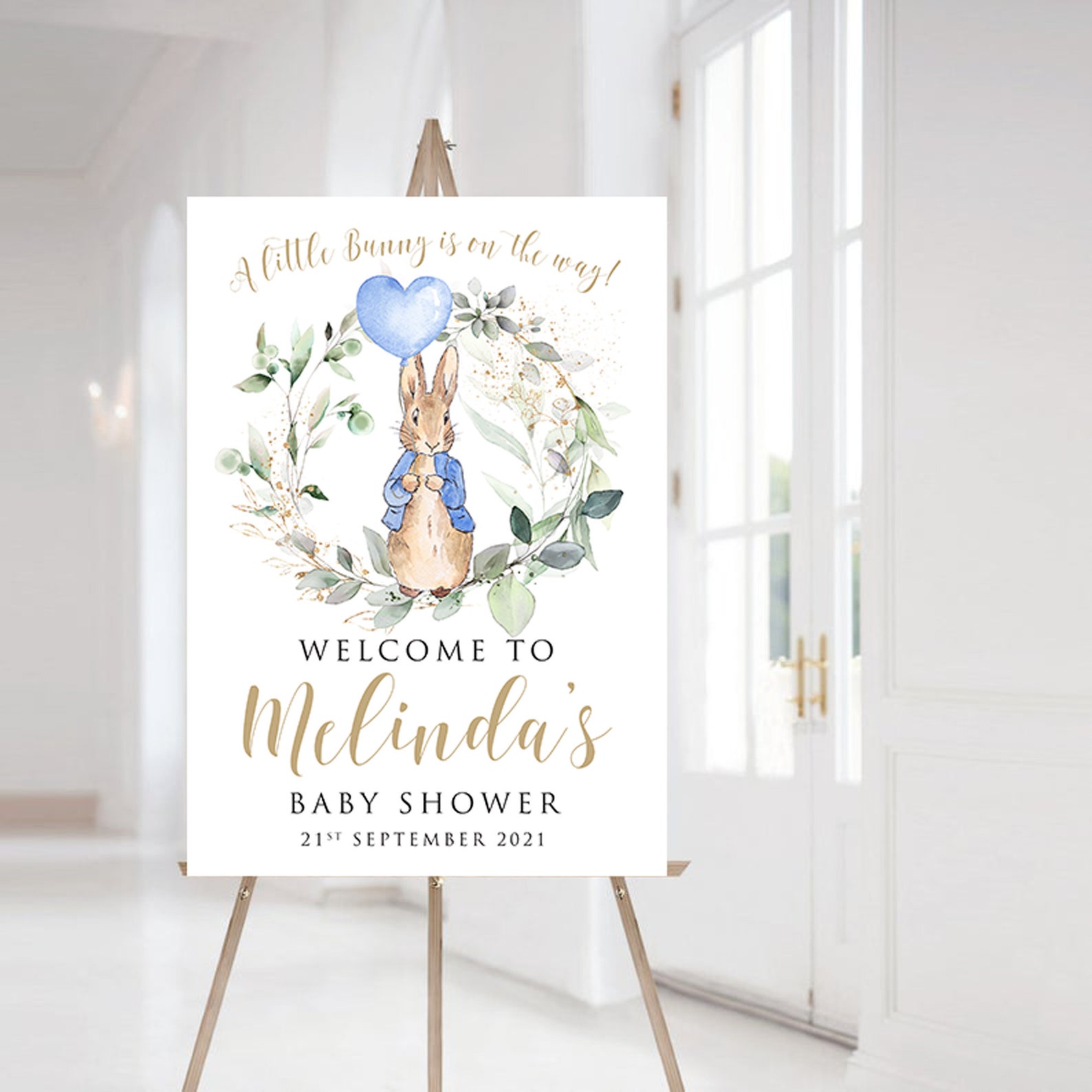 Peter Rabbit Baby Shower Welcome Sign, Editable File, Personalised Baby ...