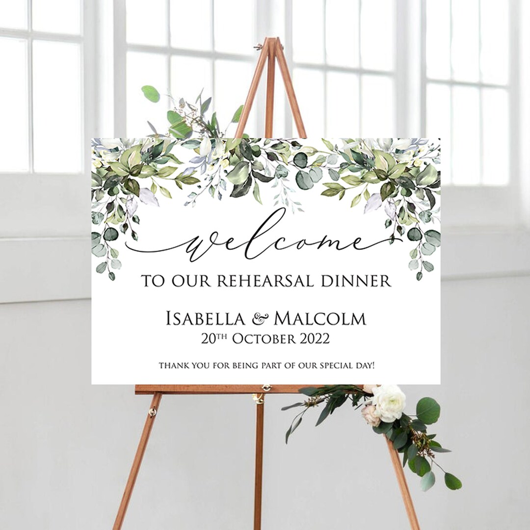 Rehearsal Dinner Welcome Sign Template | Eucalyptus Welcome Sign I ...