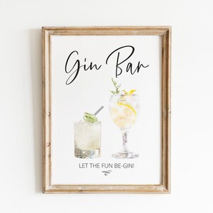 Gin Bar Sign Party Bar Sign Watercolor Cocktail Sign Gin | Etsy
