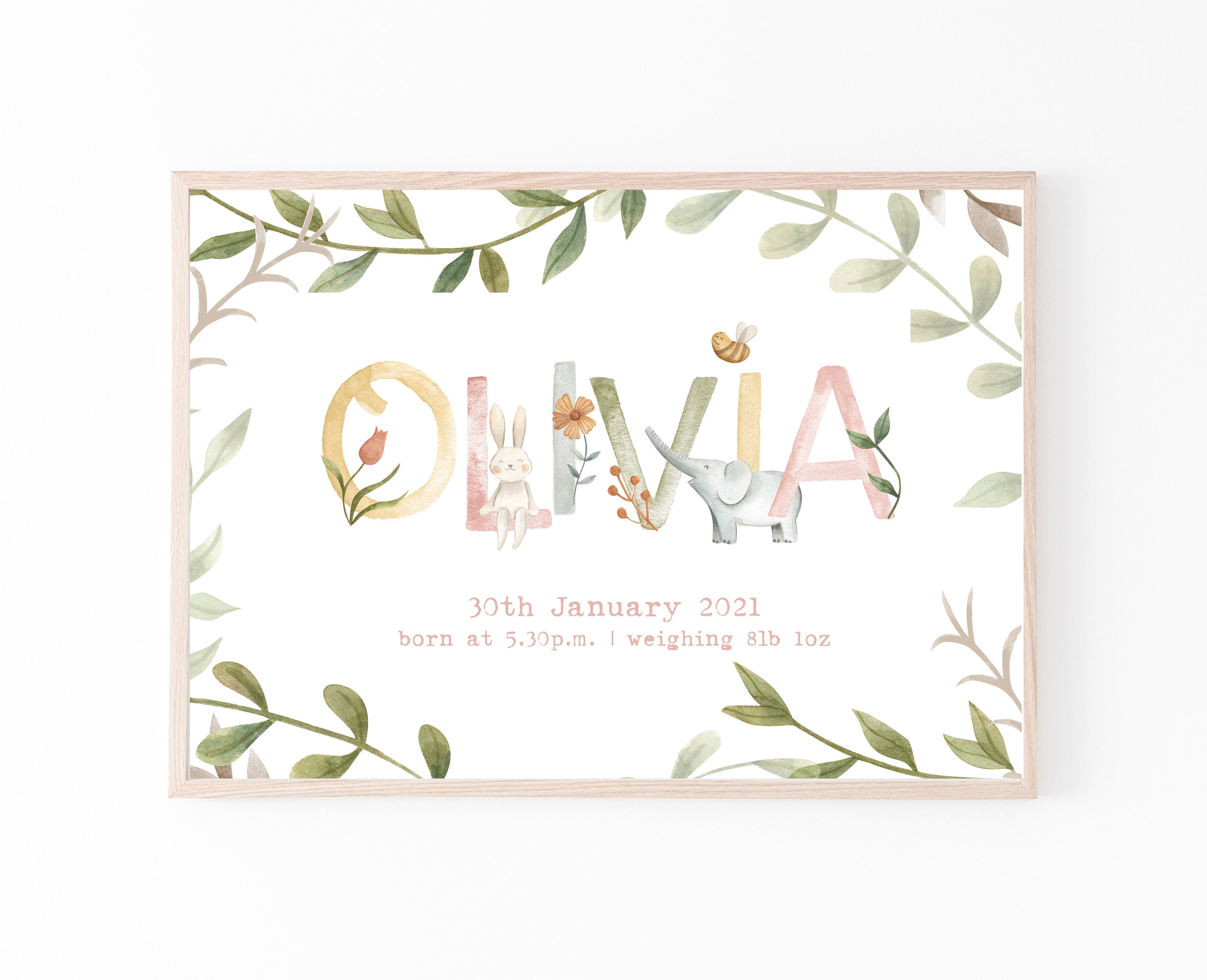 Personalised Baby Name Birth Stat Printable DIGITAL FILE | Etsy