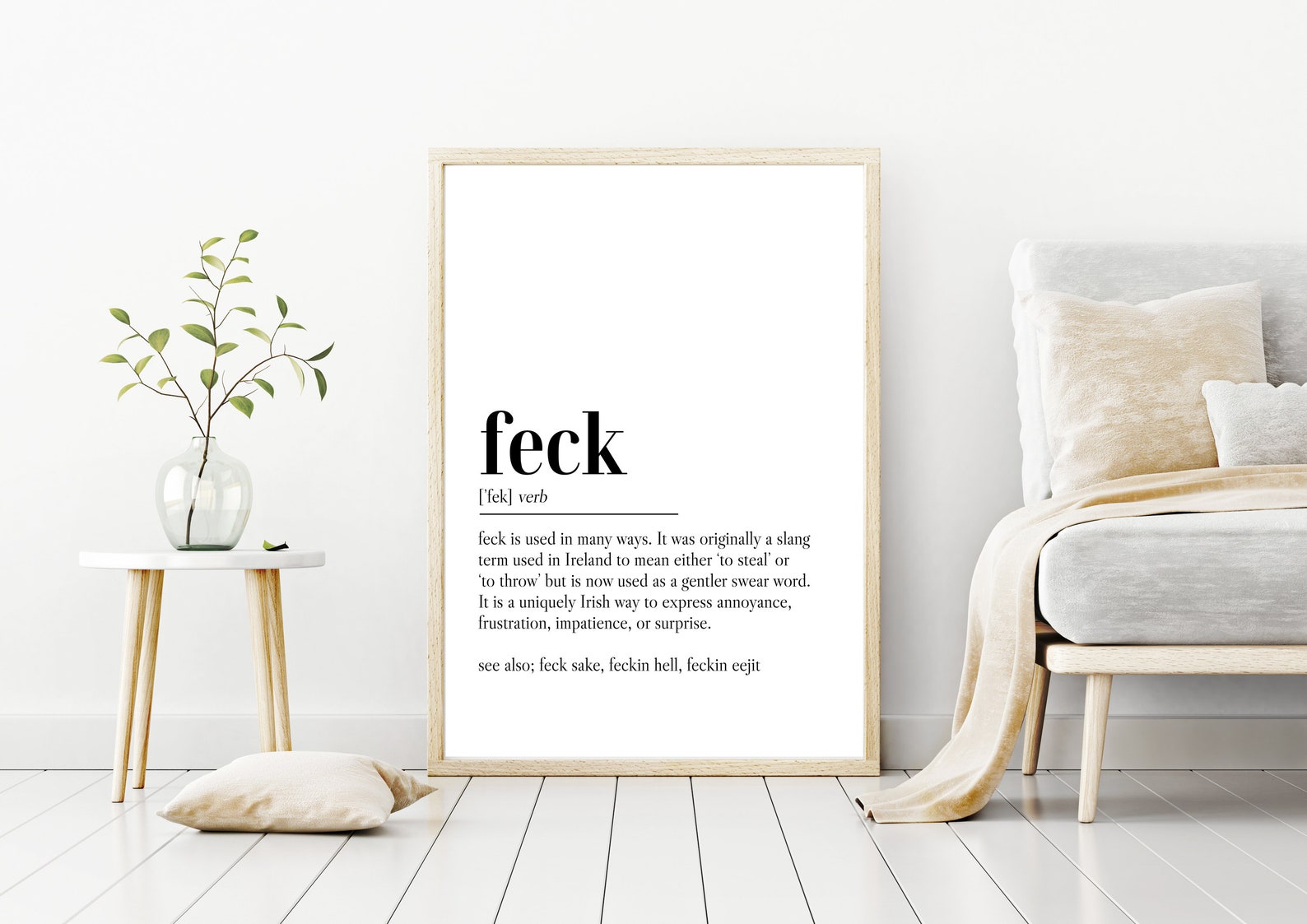 Feck Definition Irish Art Poster Irish Decor Irish Phrases | Etsy