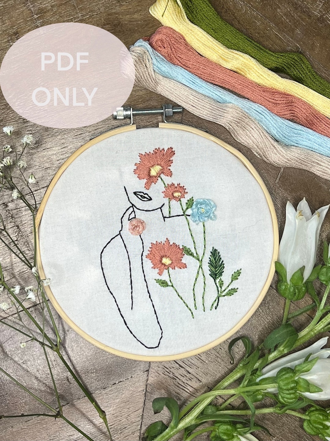 Feminine Beauty Embroidery Pattern, PDF Instant Download, Printable ...