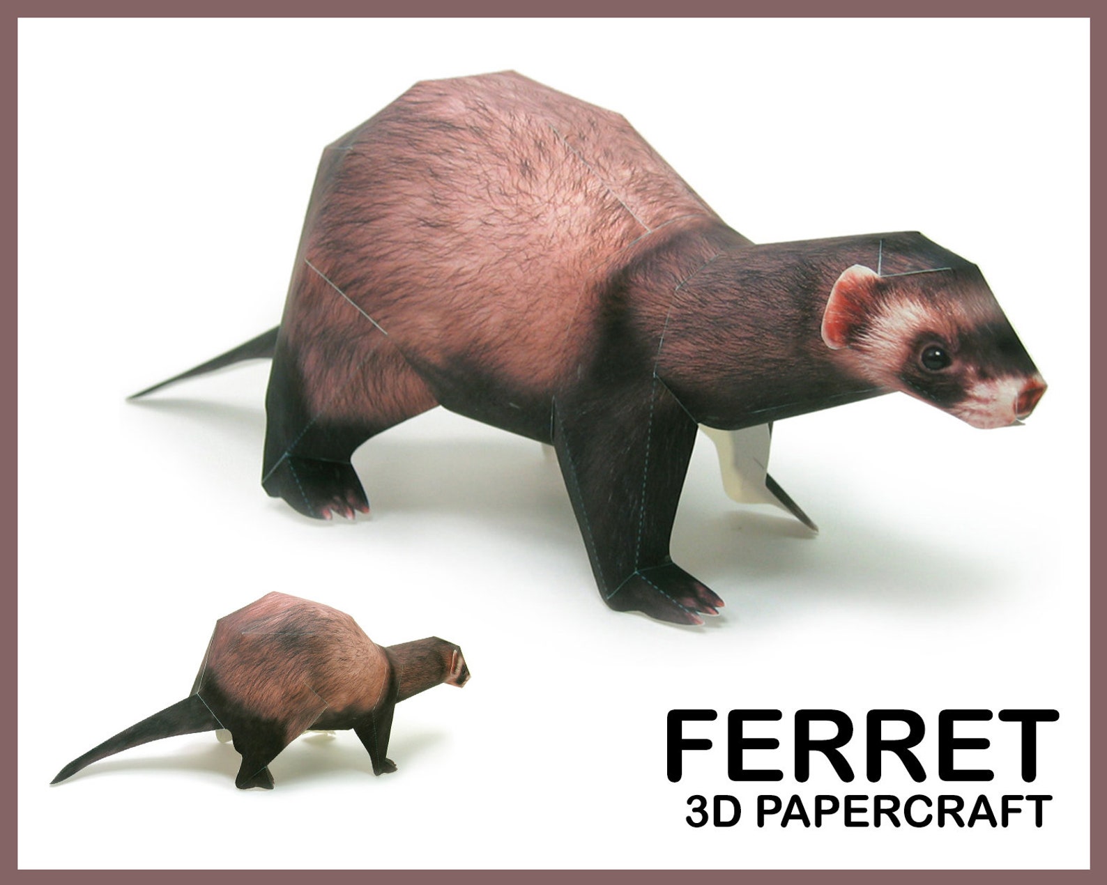 FERRET 3D Papercraft / Animals Papercraft 3D / 3d Origami Ferret ...